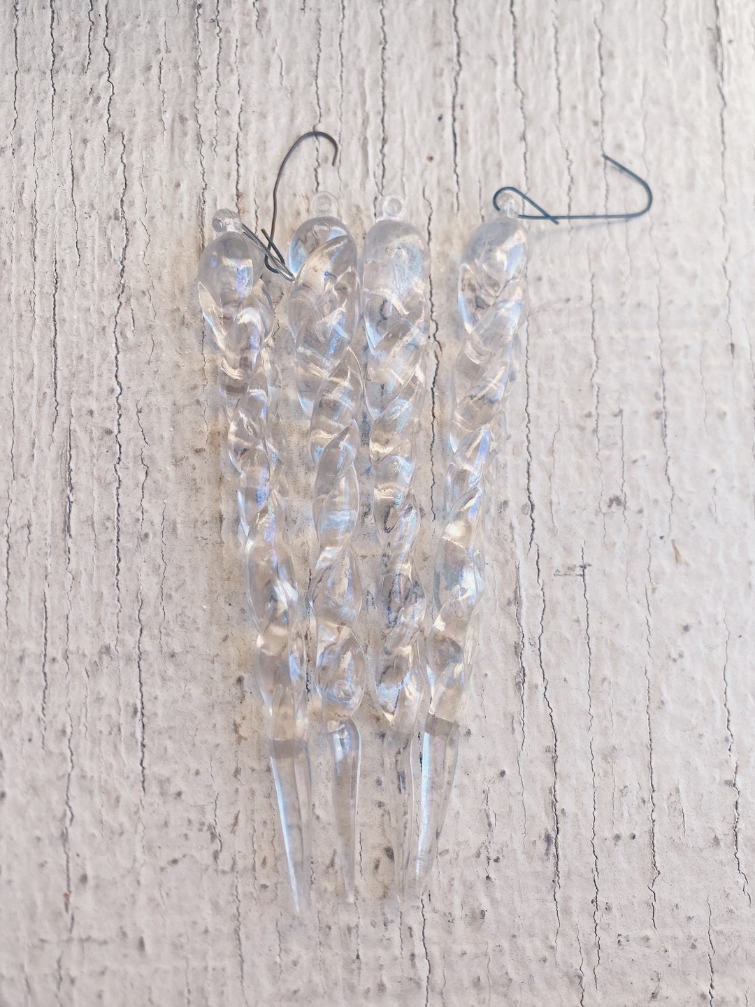 Vintage Icicle Christmas Ornament- Iridescent Plastic Icicles Christmas Decor Display, Vintage ...