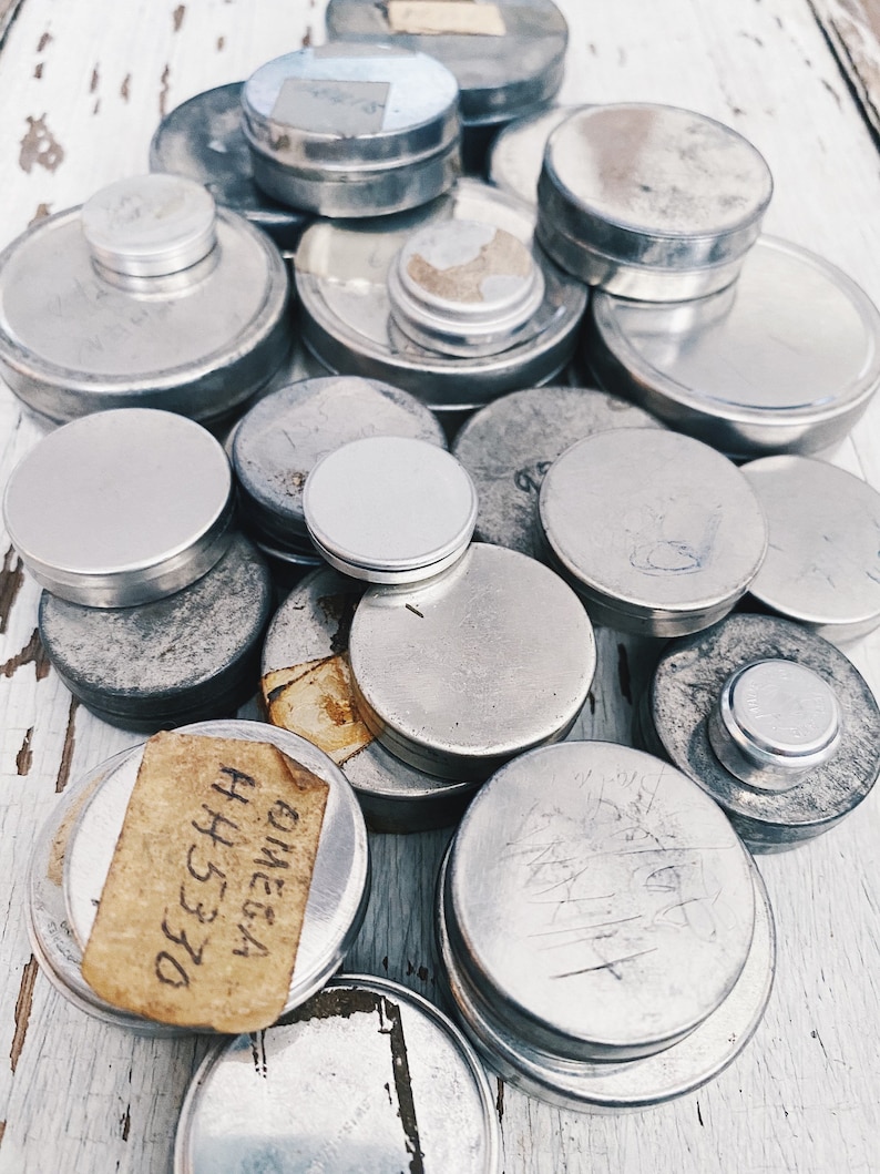 Vintage Circle Tins Vintage Tin Container Galvanized Small - Etsy