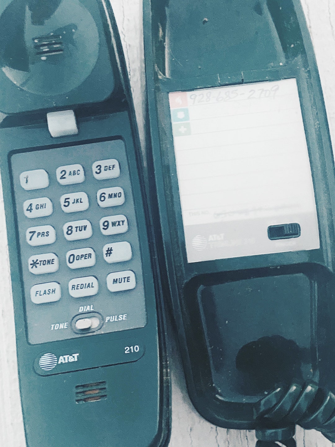 Vintage Hunter Green Push Button Phone, UL, Wall Phone, Handset Black ...