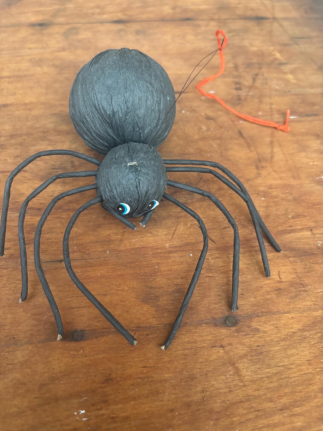 Vintage Paper Mache Spider Toy- Black Spider Halloween Decor, Kids Toy ...