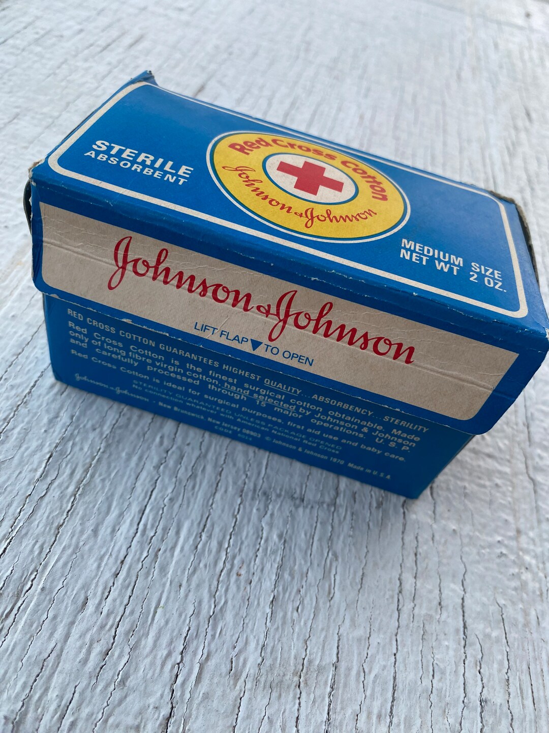 Vintage Red Cross Cotton- Johnson and Johnson Sterile Absorbent Medium ...