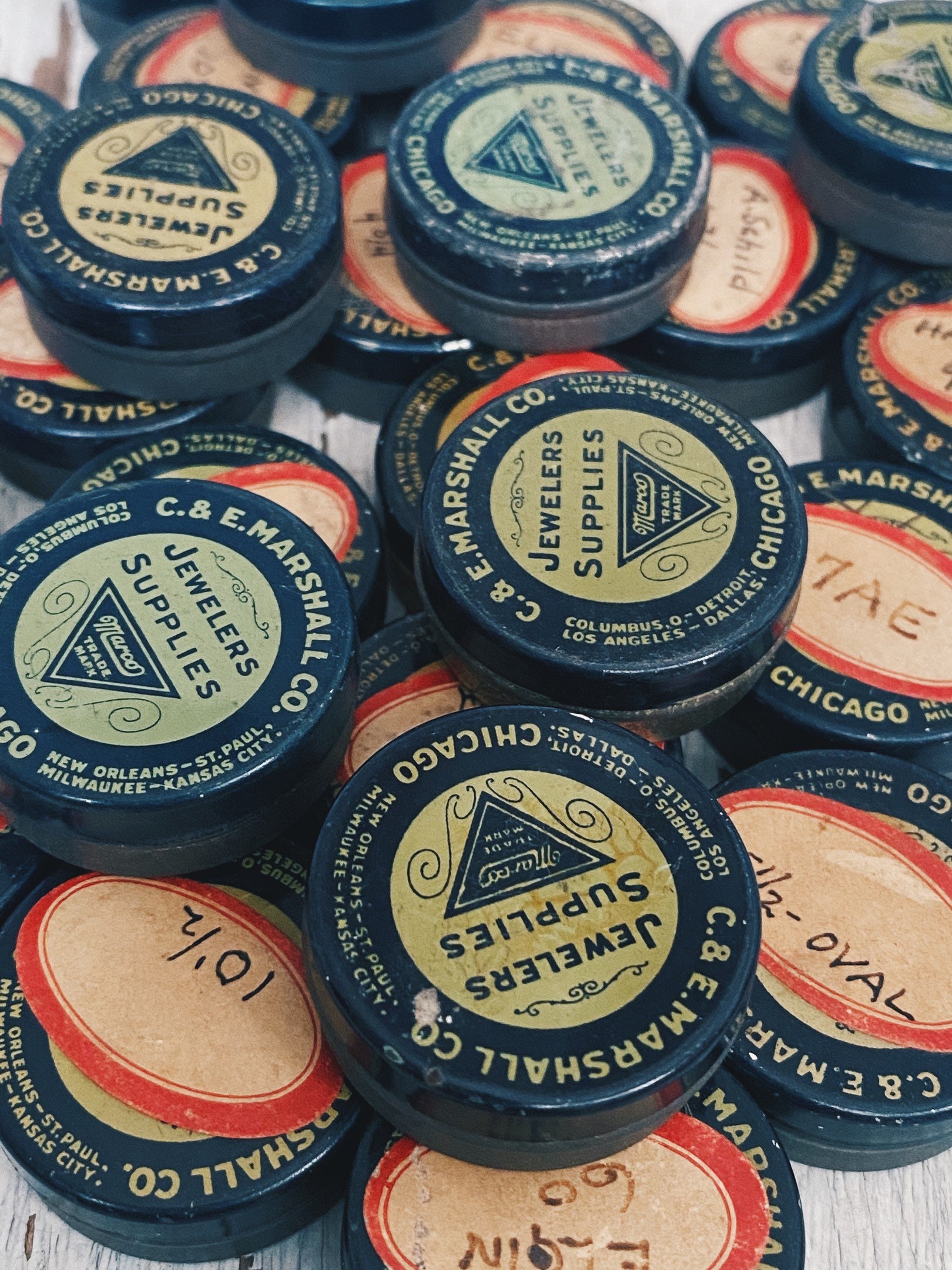 Vintage Watch Parts Small Circle Tins (empty), Vintage, Tin Container ...