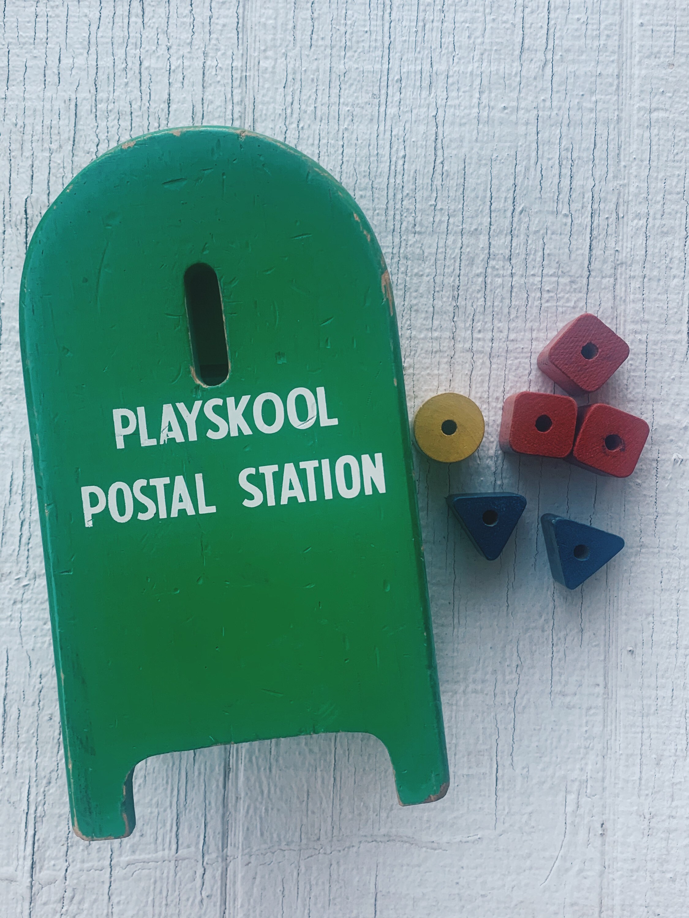 Toys Multi color shape blocks Vintage Playskool Postal Station green ...