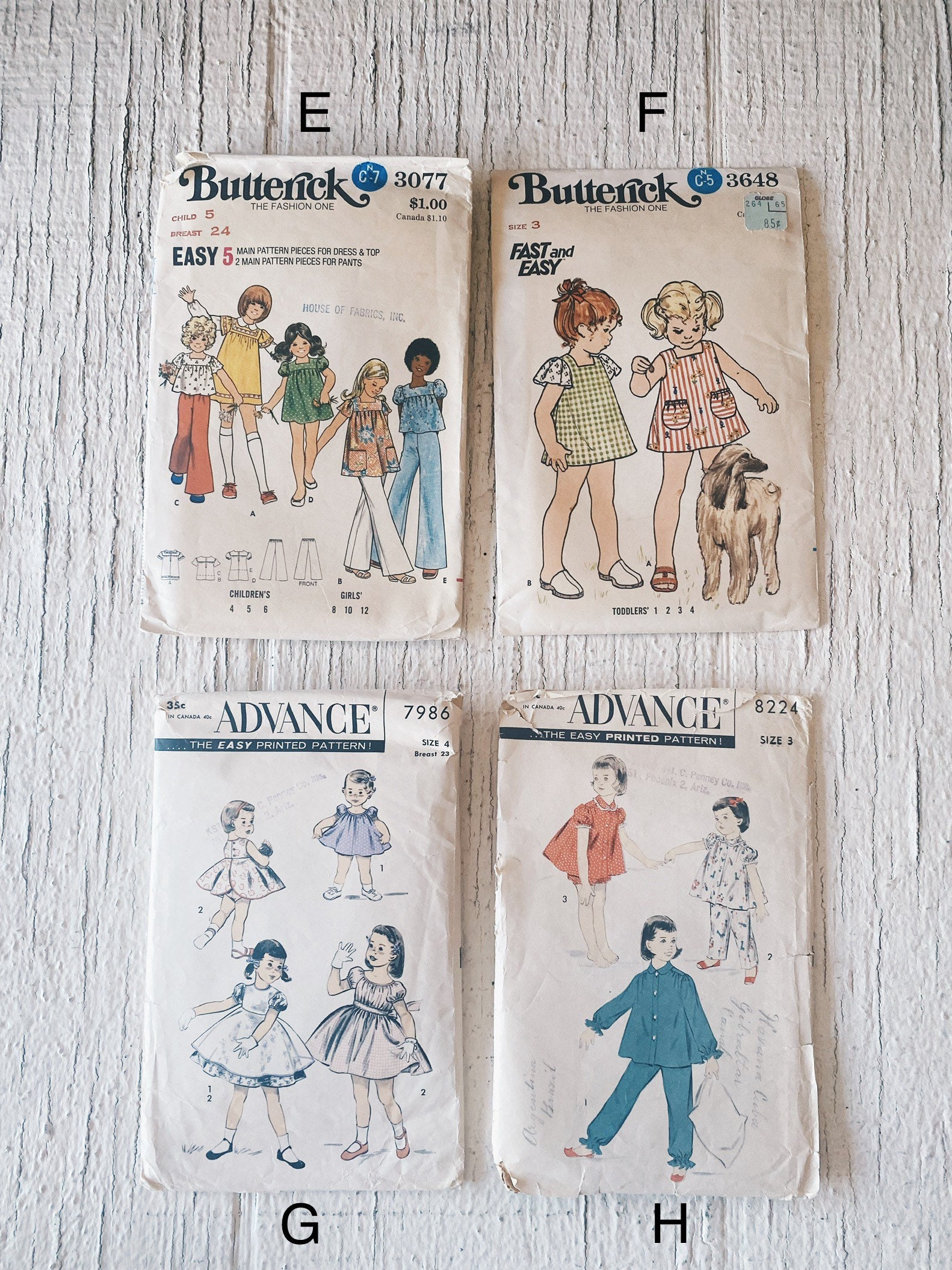 Vintage Childrens Patterns Mccalls Advance Butterwick - Etsy