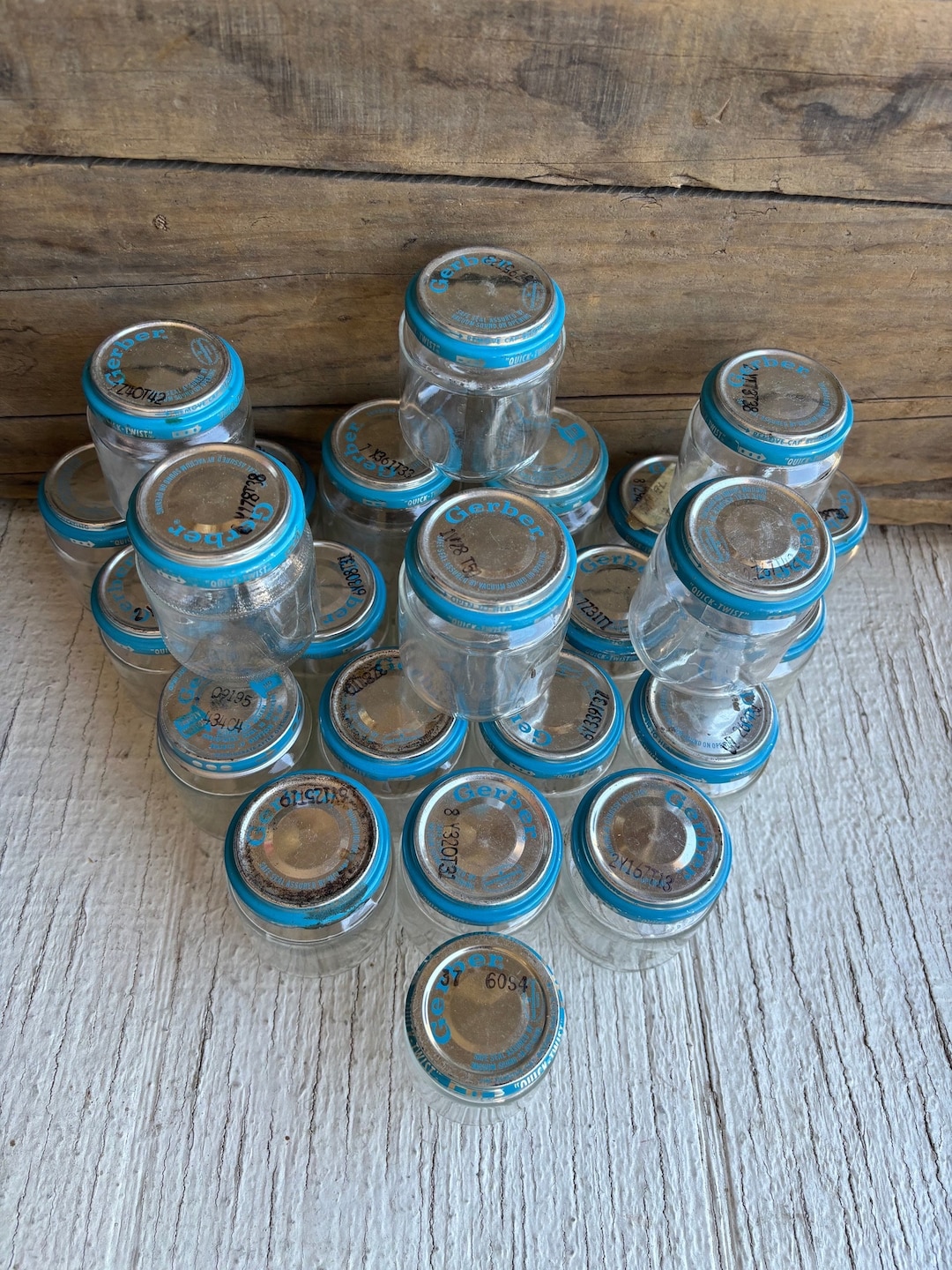 Vintage Gerber Baby Food Glass Jars (24) Vintage Glass Jar With Lid, Set of Jars, Glass Storage ...
