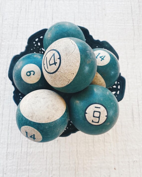Vintage Pool Balls Green Pool Balls Solid and Stripes Vintage - Etsy