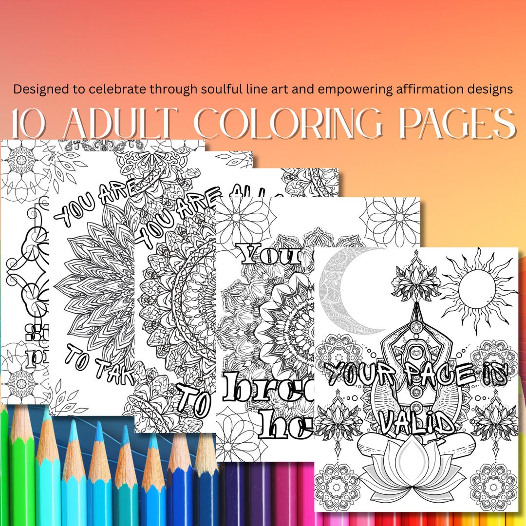 Printable Empowered Mandala Coloring Pages – Affirmation Art – Stress ...