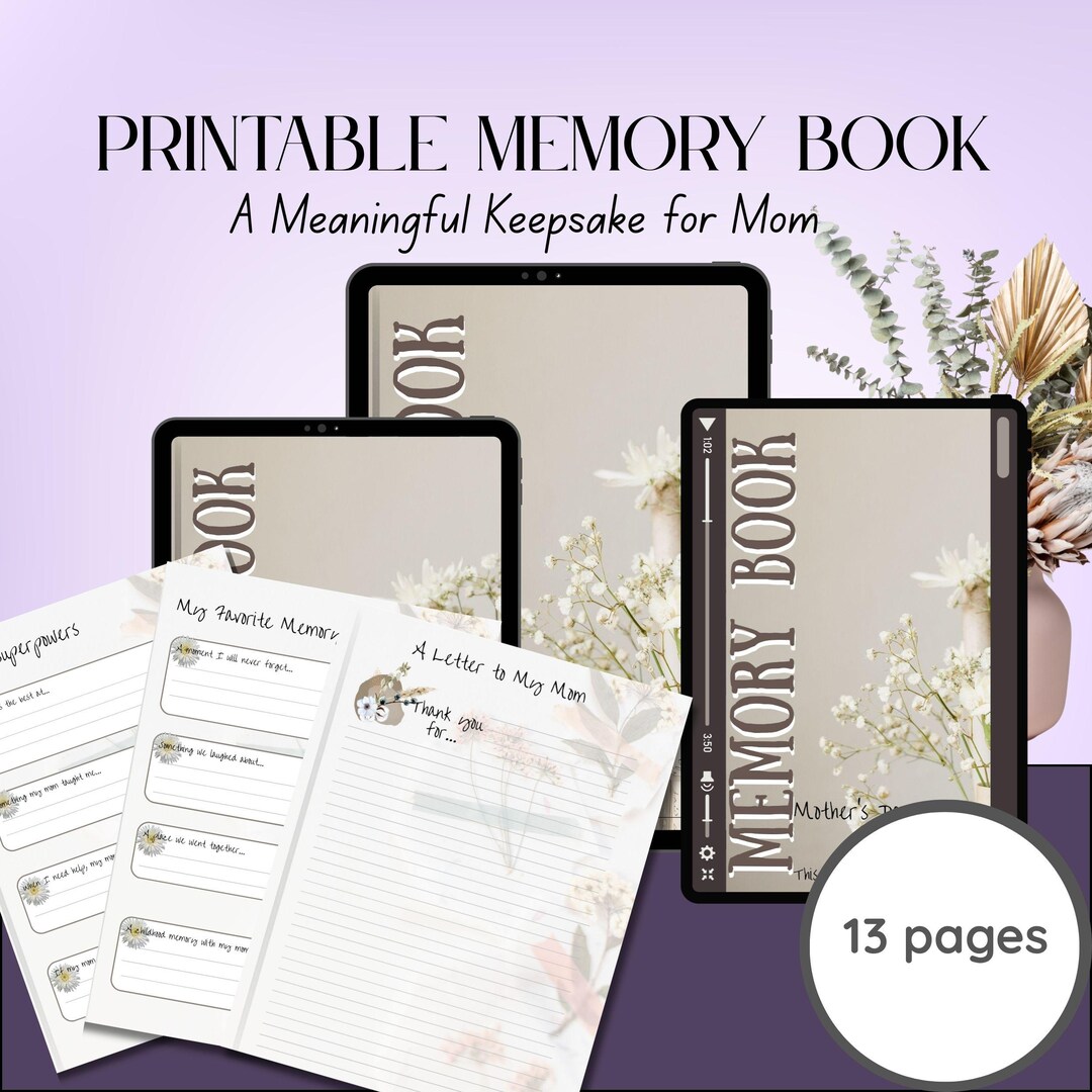 Printable Mother’s Day Memory Book | Giftable Family Journal | DIY ...