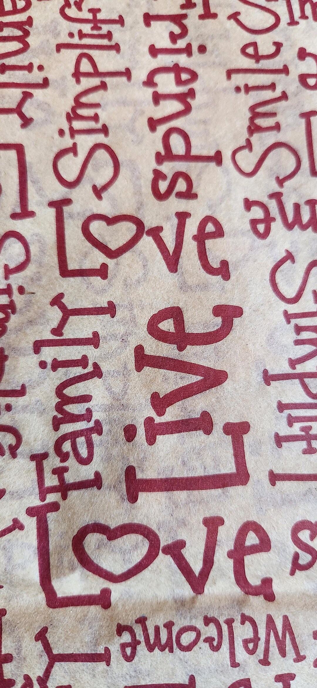 Primitive Words Tissue Paper - LOVE Live Family Friends Smile Simplify ...