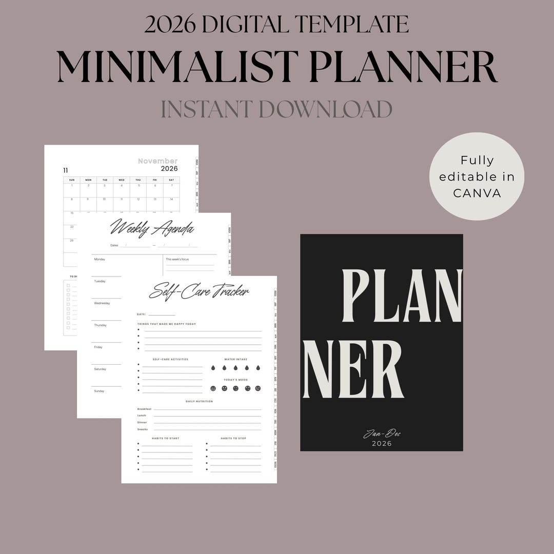 2026 Minimalist Digital Planner Template for iPad | Clean Canva ...