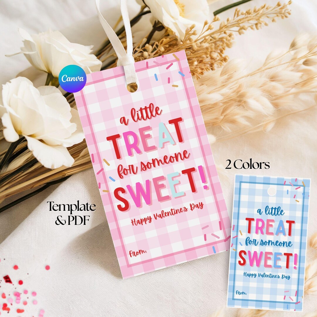 Sweet Treat Valentine Gift Tag, Printable Valentine Gift Tag, Editable ...