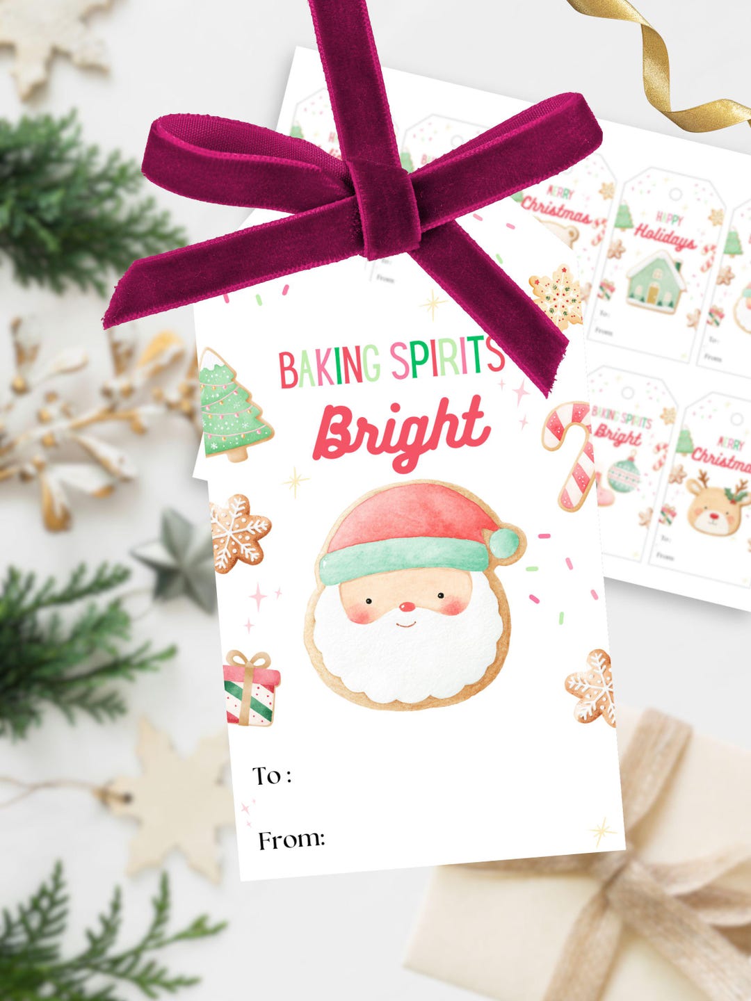 Printable Christmas Cookie Gift Tags, Holiday Baking Gifts - Digital ...