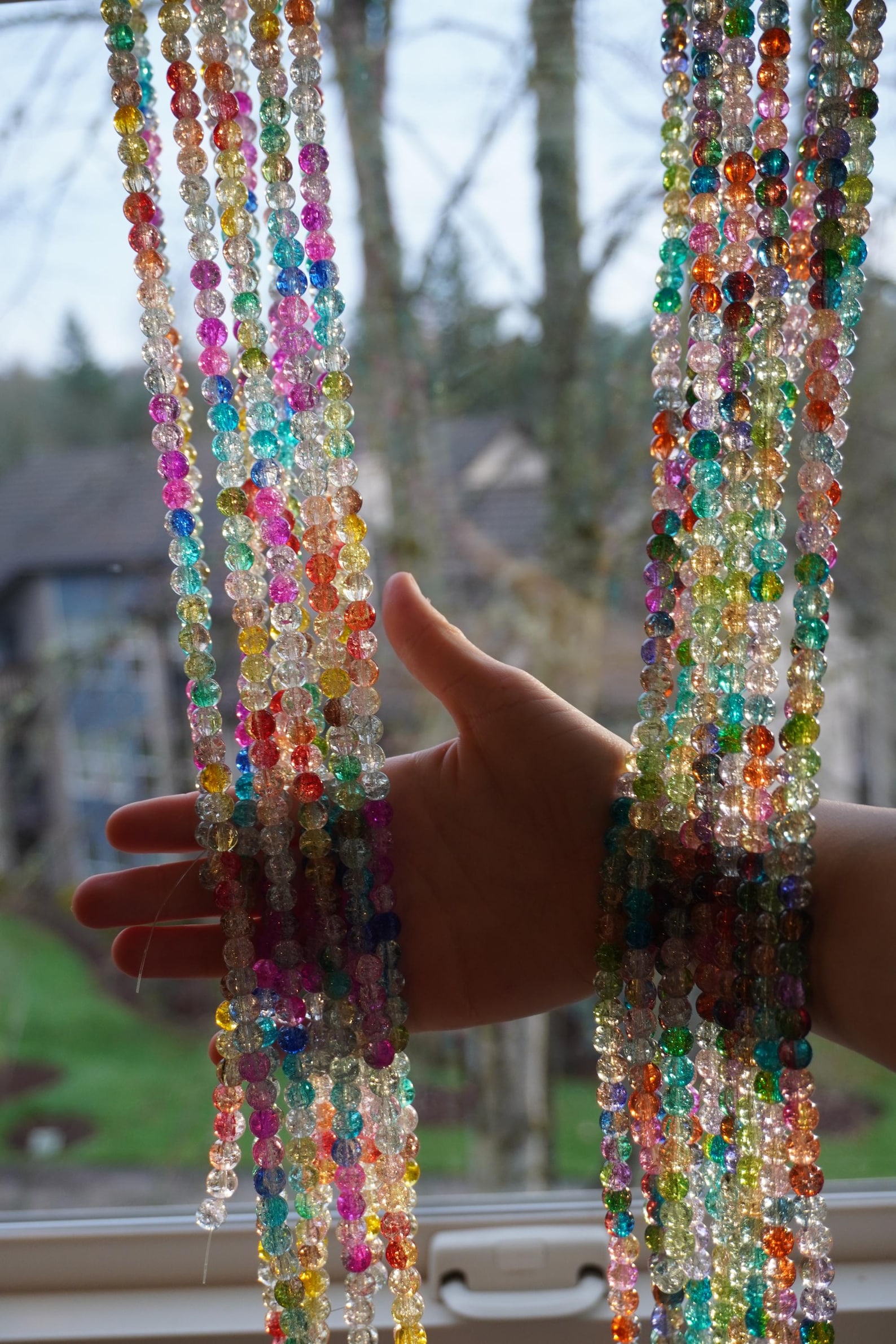 Handmade 6ft Glass Beaded Curtain Strand | Boho Fantasy Doorway Decor ...