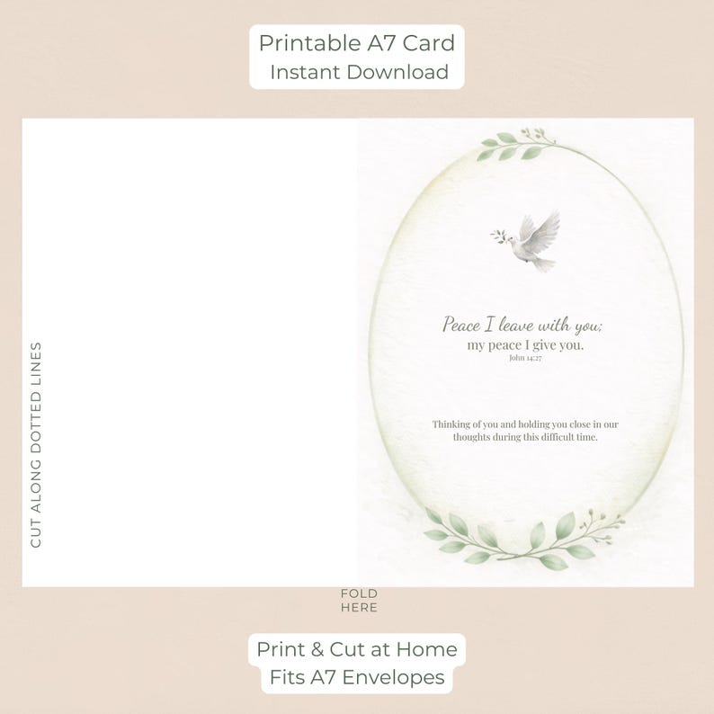 Minimalist Sympathy Card, 5x7 Printable Condolences (digital Download ...