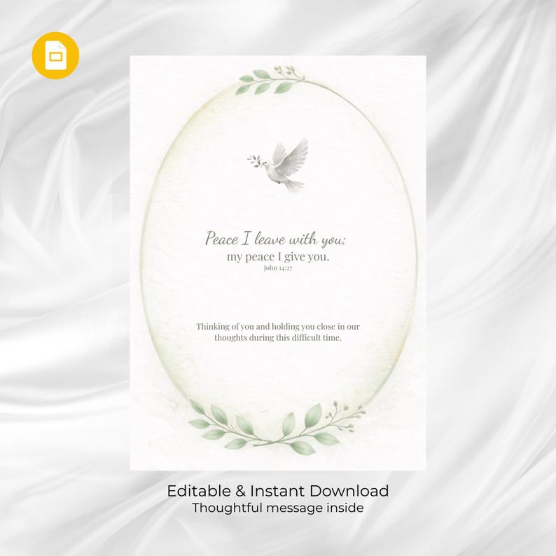 Minimalist Sympathy Card, 5x7 Printable Condolences (digital Download ...