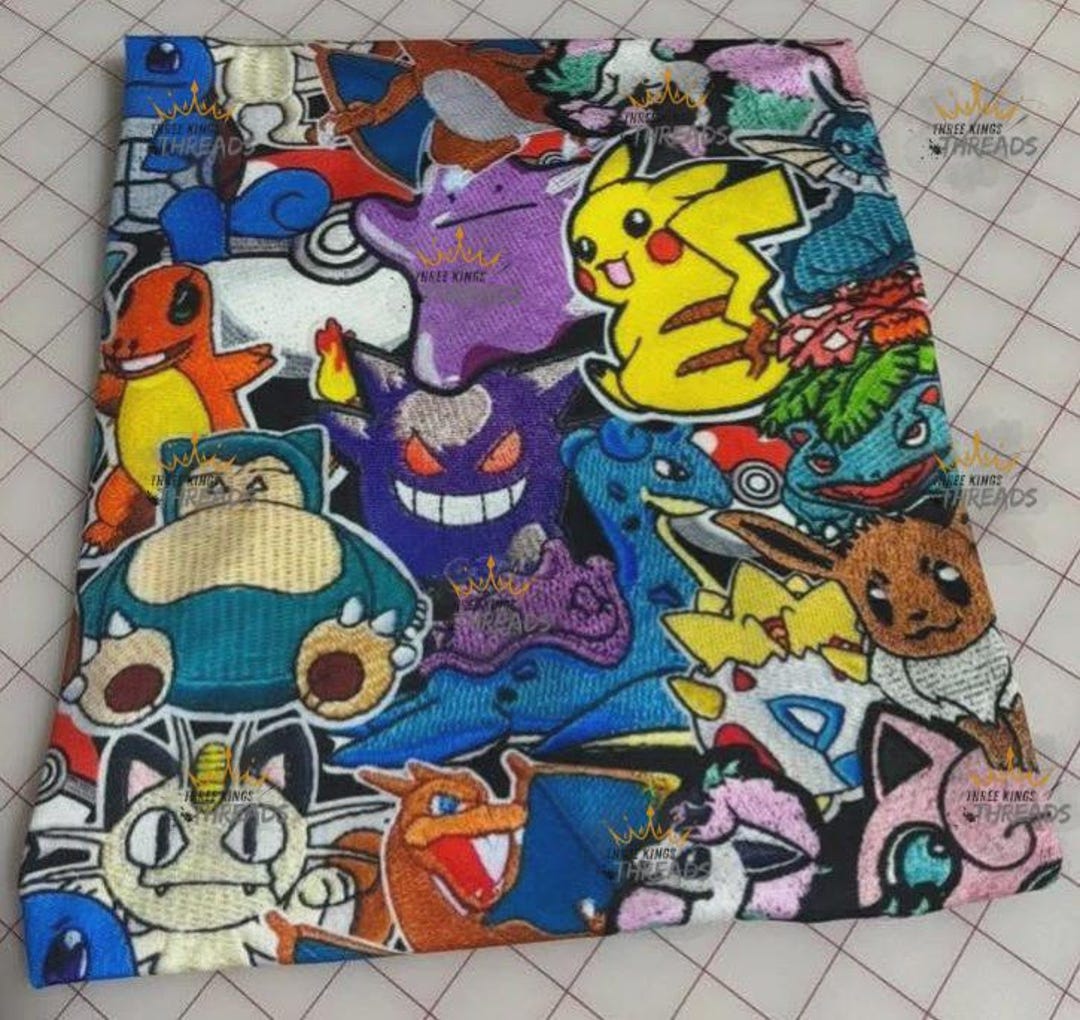 Pokémon Patches Gengar Pikachu Custom Print 1yard Fabric Seamless ...
