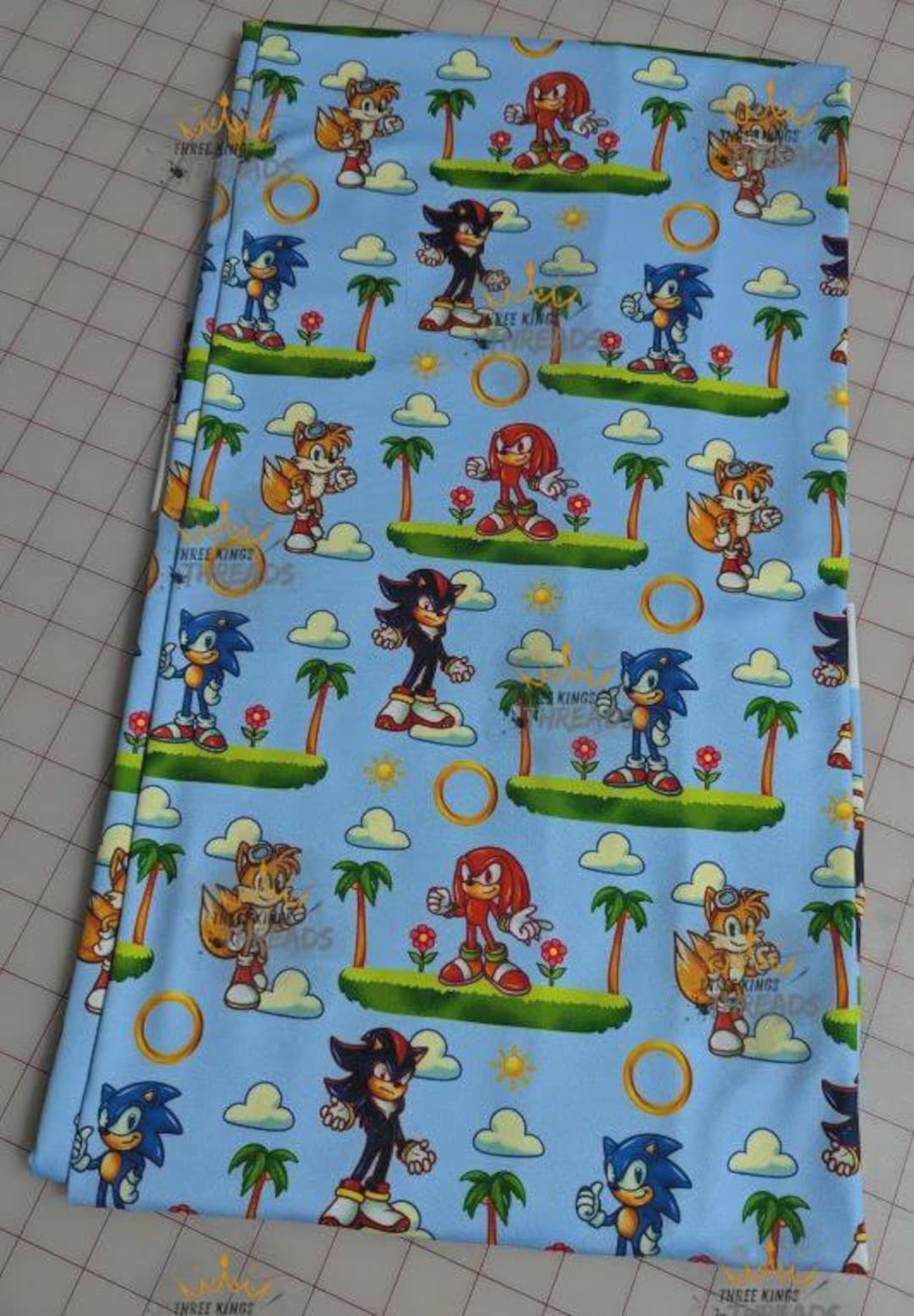 Sonic Tails Knuckles Shadow Custom Print 1 Yard Fabric Seamless Design ...