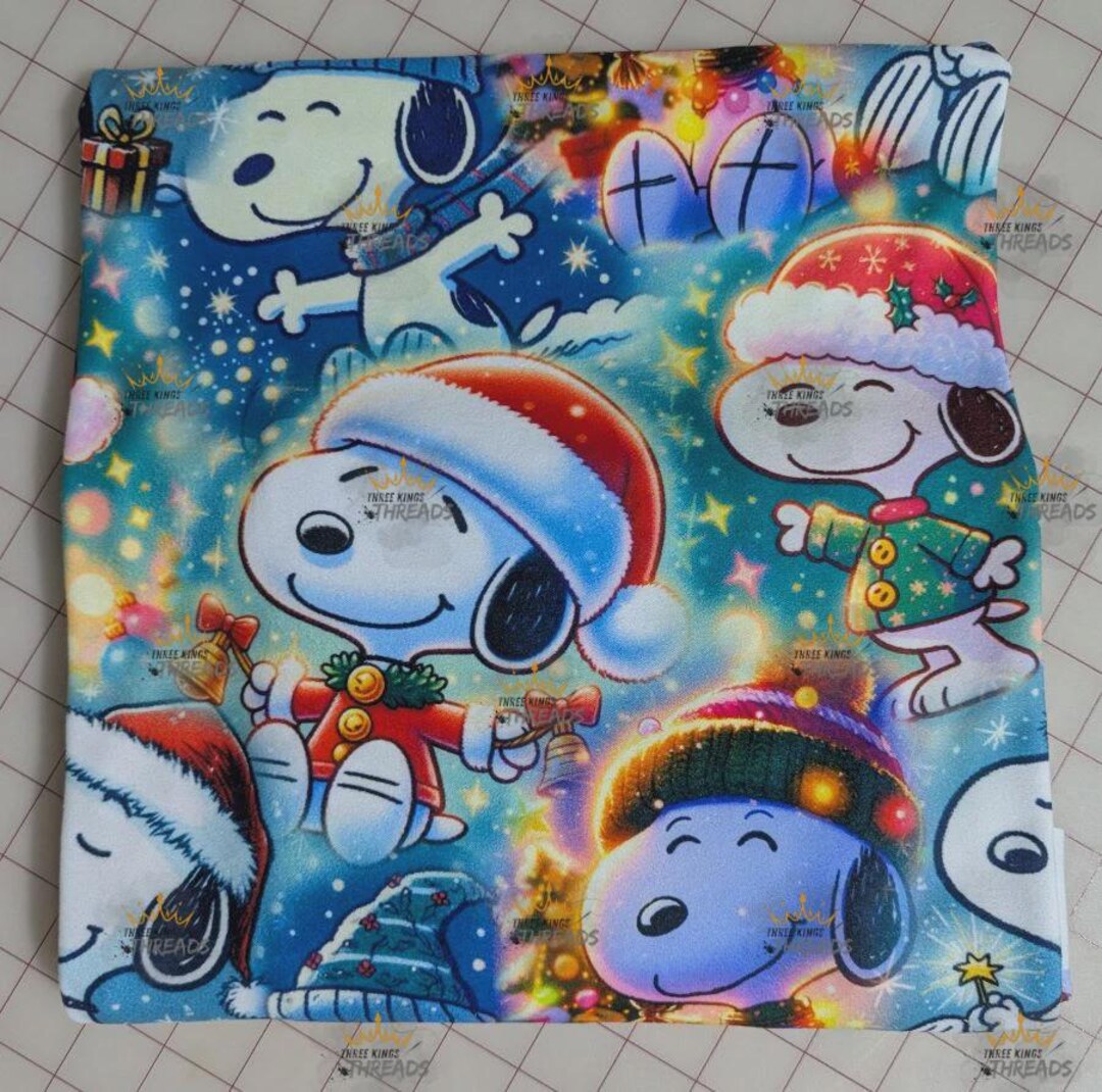 Christmas Snoopy Big Scale Custom Print 1 Yard Fabric Seamless Design ...