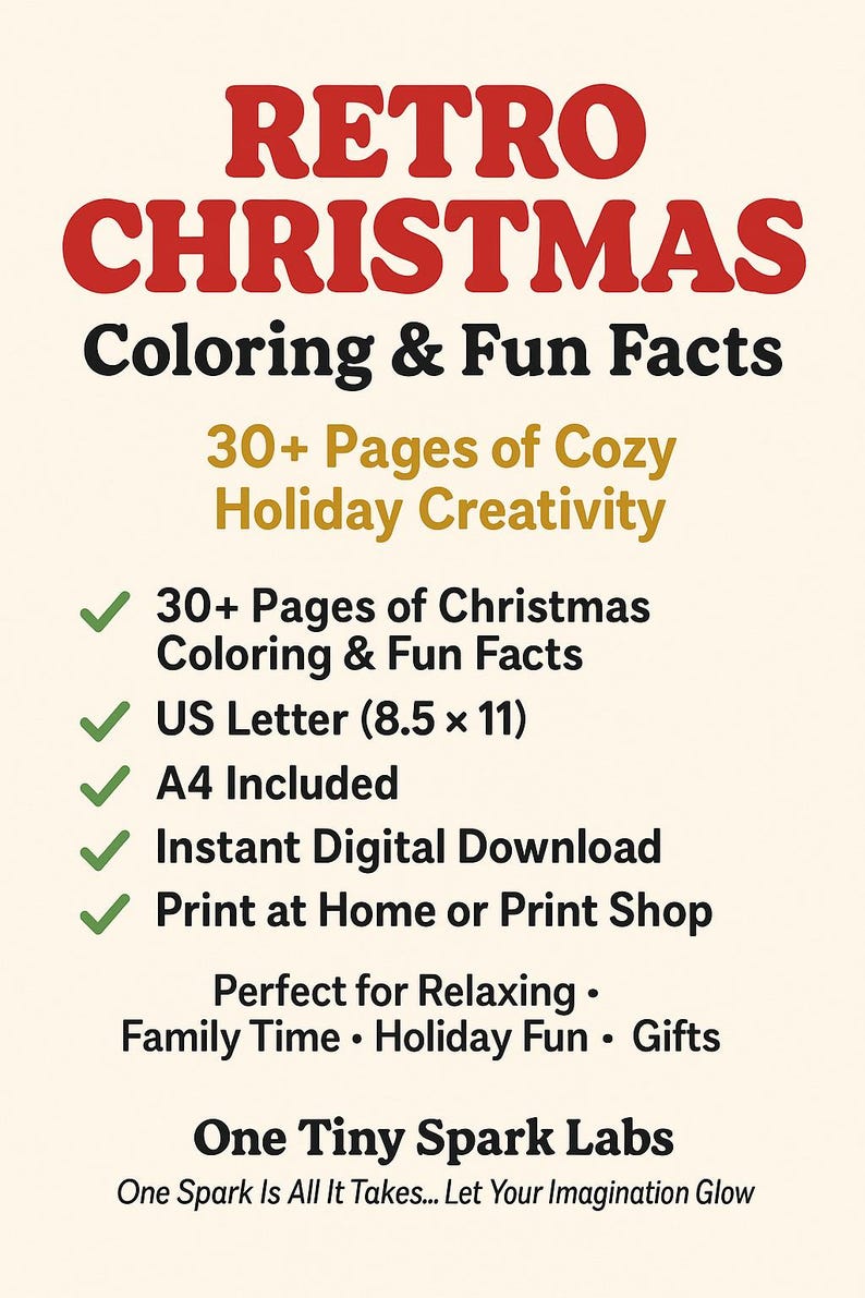 Retro Christmas Coloring Book Printable | 30+ Vintage Holiday Coloring ...
