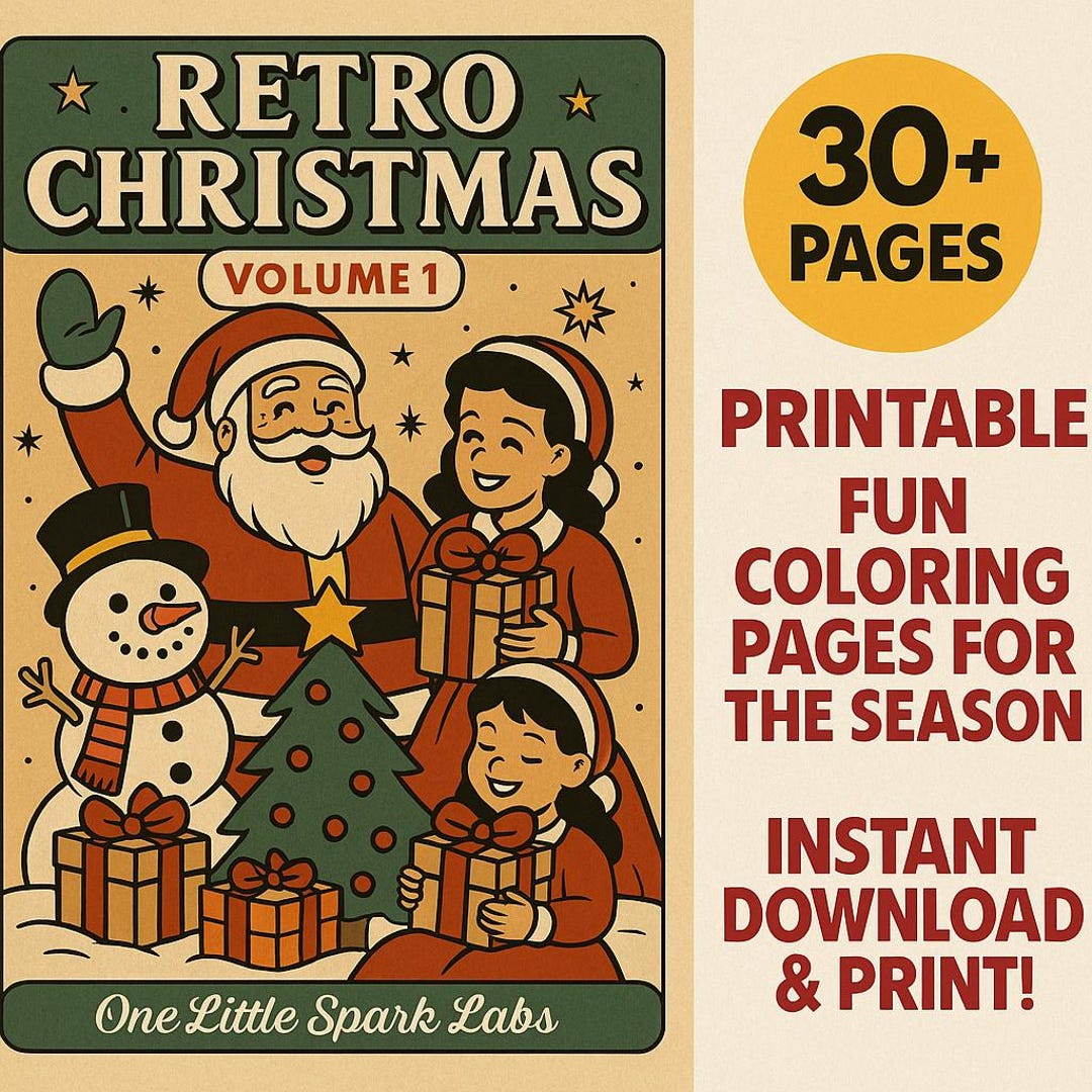 Retro Christmas Coloring Book Printable | 30+ Vintage Holiday Coloring ...