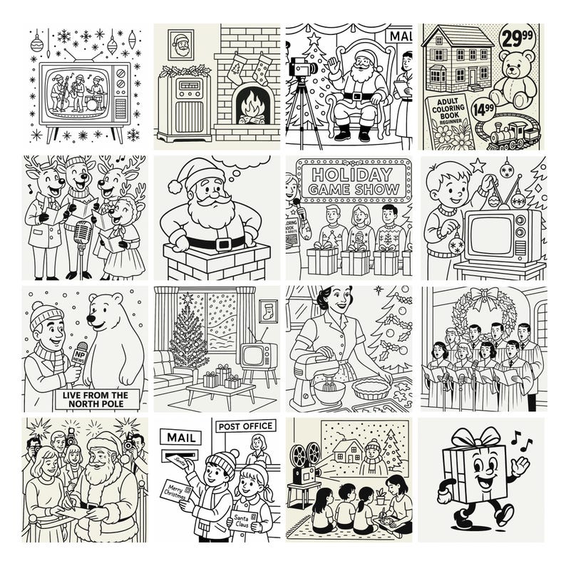 Retro Christmas Coloring Book Printable | 30+ Vintage Holiday Coloring ...