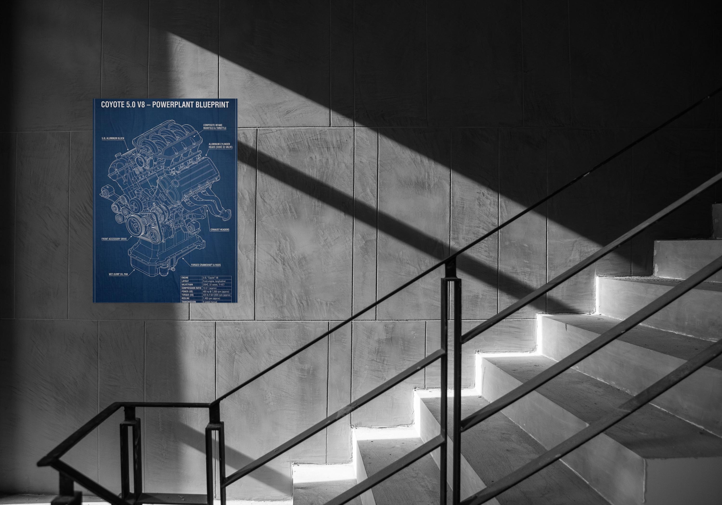 Ford Mustang V8 Blueprint Art | Engine, Drivetrain, Chassis (digital ...
