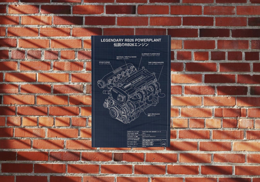 R34 GT-R & RB26 Blueprint Mega Pack – 12 JDM Posters (engine ...