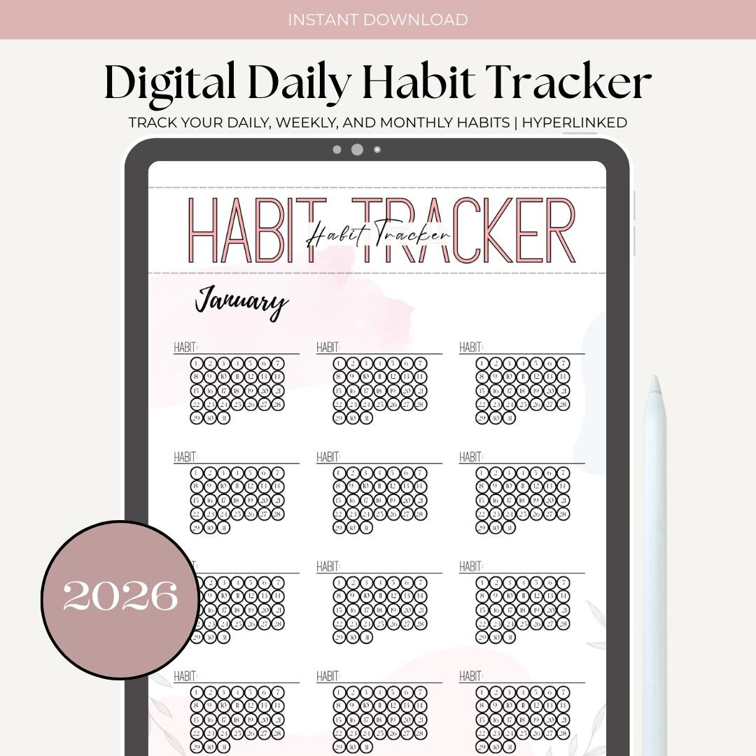 Digital Daily Habit Tracker 2026 | Minimalist Daily, Weekly & Monthly ...
