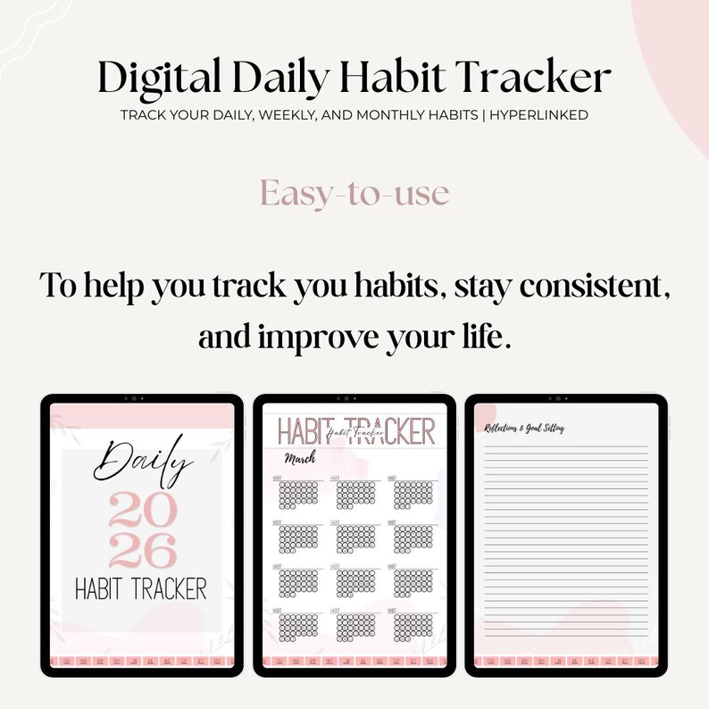 Digital Daily Habit Tracker 2026 | Minimalist Daily, Weekly & Monthly ...