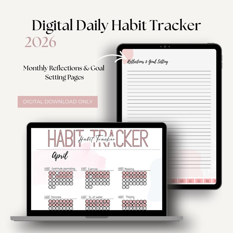 Digital Daily Habit Tracker 2026 | Minimalist Daily, Weekly & Monthly ...