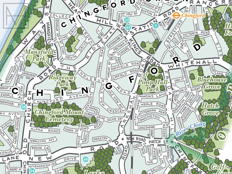 Waltham Forest london Borough Illustrated Map Giclee Print - Etsy