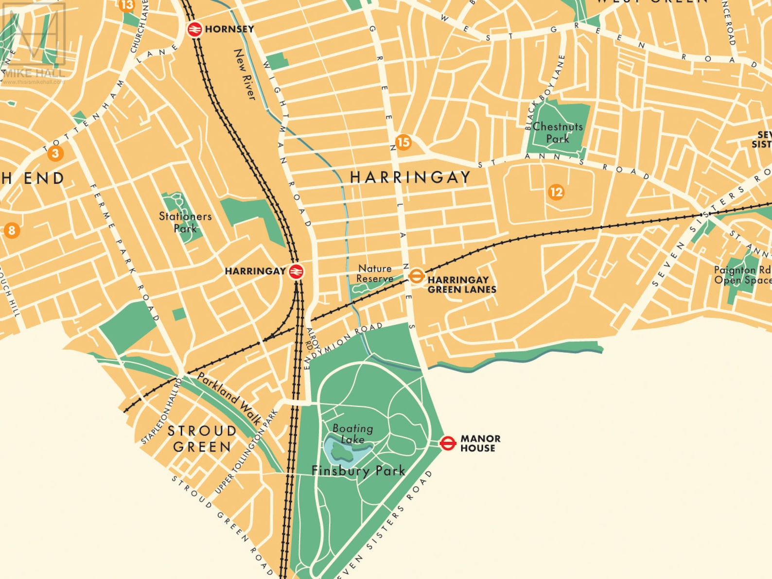 Haringey London Borough retro map giclee print | Etsy