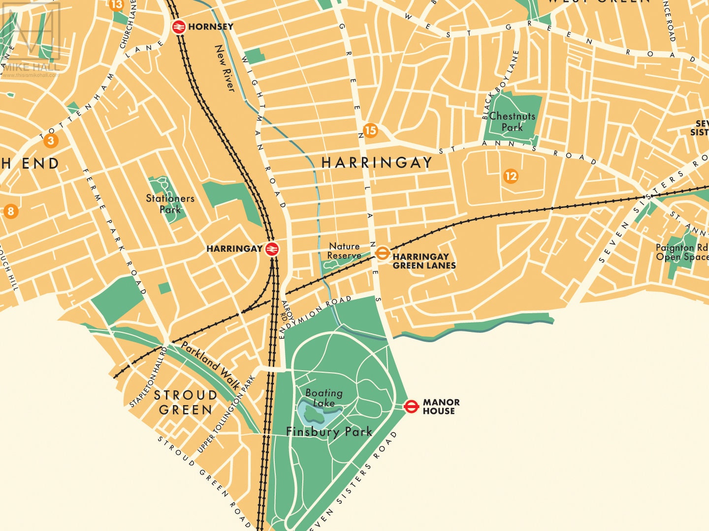 Haringey London Borough retro map giclee print | Etsy