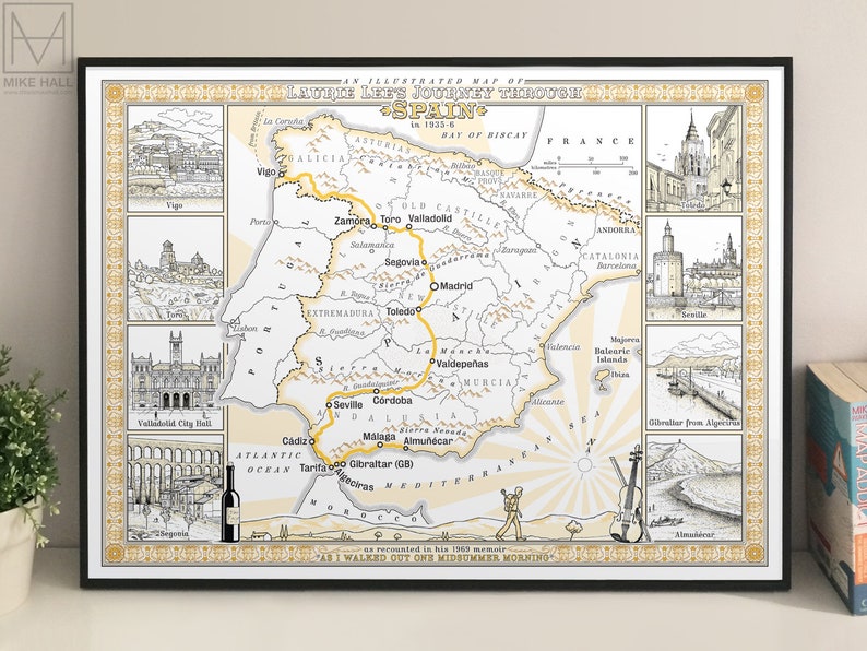 An Illustrated Map of Laurie Lee's Journey Through Spain in 1935-36 ...
