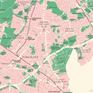 Barnet (london Borough) Retro Map Giclee Print - Etsy