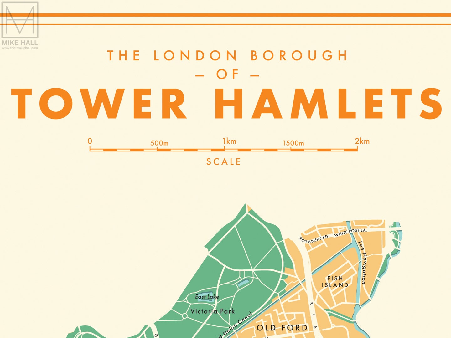 Tower Hamlets london Borough Retro Map Giclee Print - Etsy