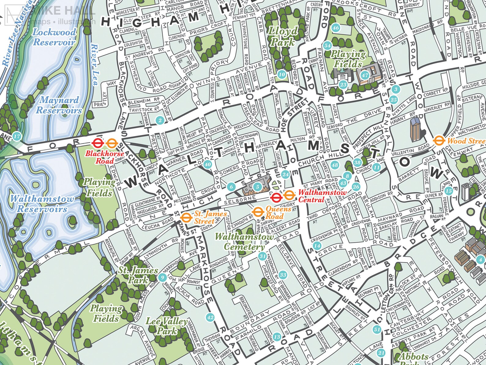 Waltham Forest (london Borough) Illustrated Map Giclee Print - Etsy