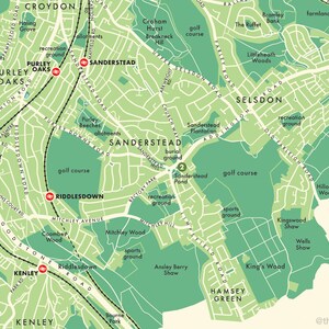 Croydon (london Borough) Retro Map Giclee Print - Etsy