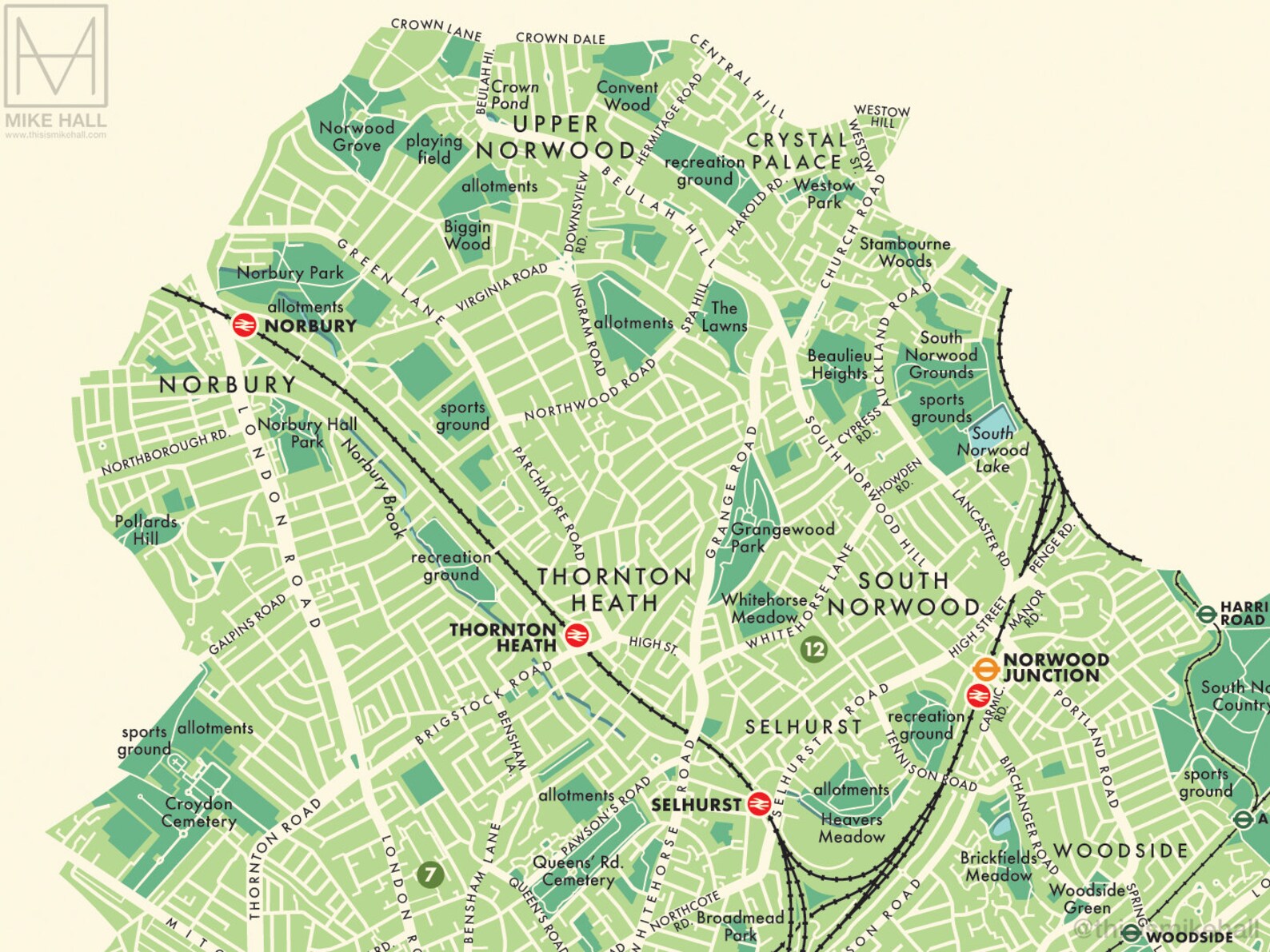 Croydon london Borough Retro Map Giclee Print - Etsy
