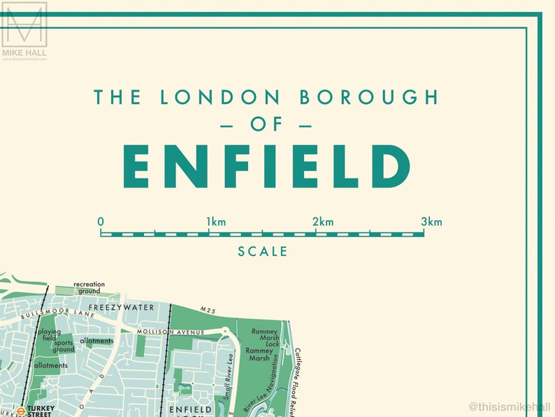 Enfield (london Borough) Retro Map Giclee Print - Etsy
