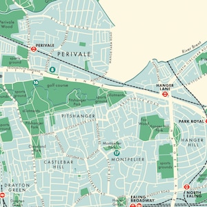 Ealing (london Borough) Retro Map Giclee Print - Etsy