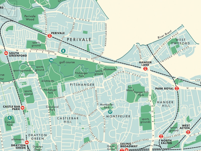 Ealing (london Borough) Retro Map Giclee Print - Etsy