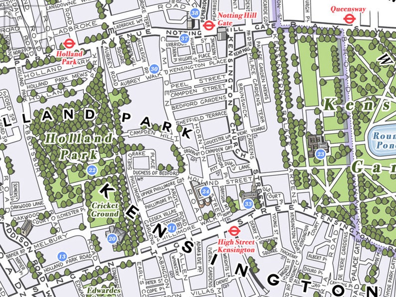 Kensington & Chelsea london Borough Illustrated Map Giclee - Etsy