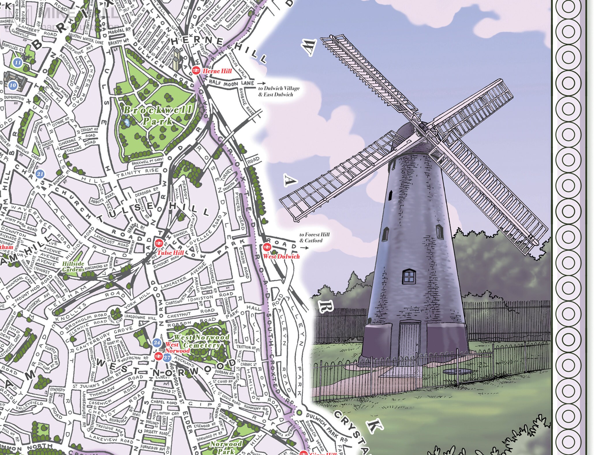 Lambeth (london Borough) Illustrated Map Giclee Print - Etsy