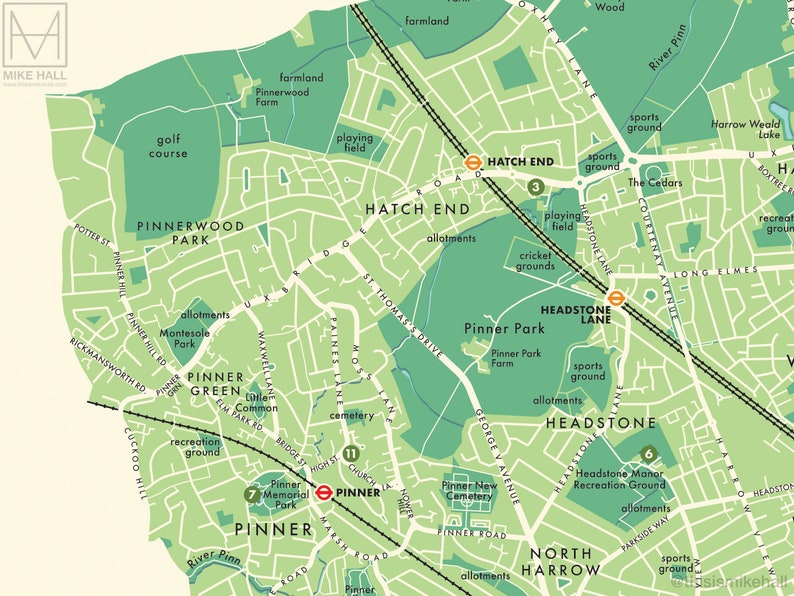 Harrow london Borough Retro Map Giclee Print - Etsy