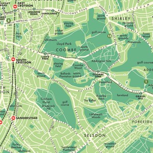 Croydon (london Borough) Retro Map Giclee Print - Etsy