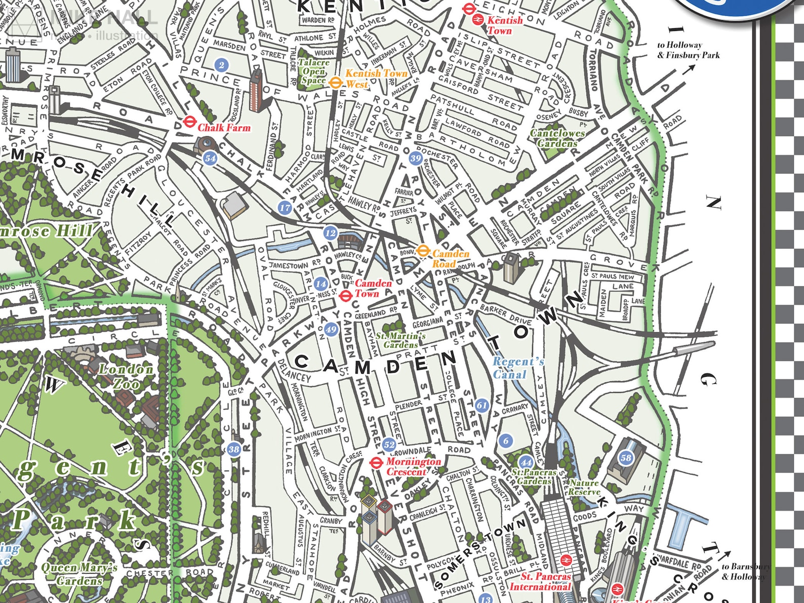 Camden london Borough Illustrated Map Giclee Print - Etsy