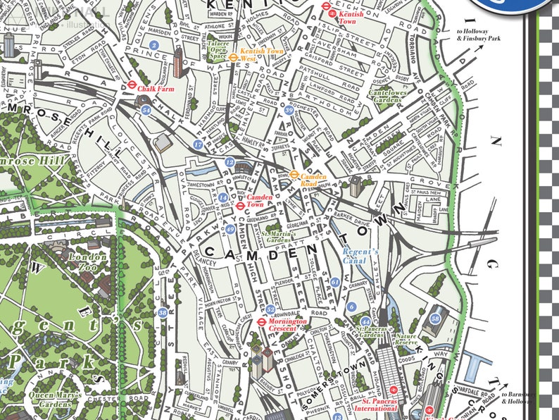 Camden london Borough Illustrated Map Giclee Print - Etsy