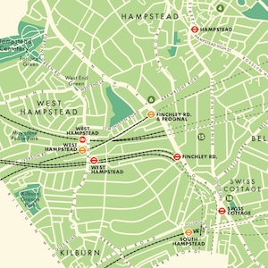 Camden london Borough Retro Map Giclee Print - Etsy