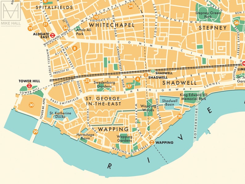 Tower Hamlets (london Borough) Retro Map Giclee Print - Etsy UK